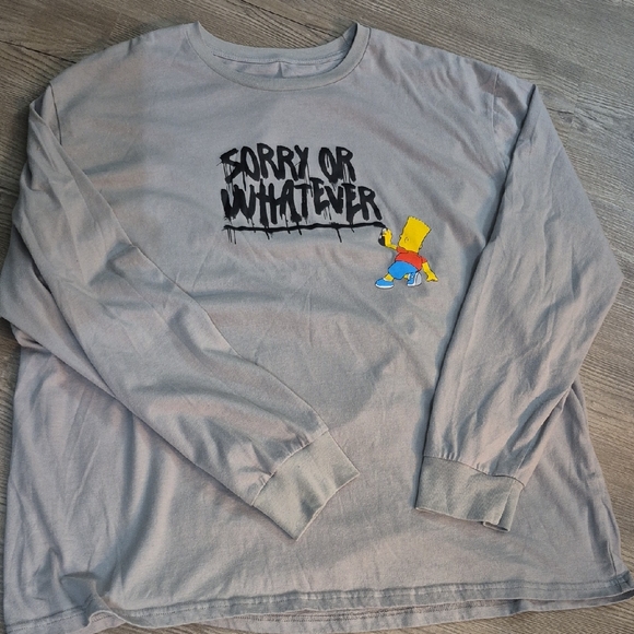 20th Television | Shirts | Bart Simpson Gray Long Sleeve Graphic Tshirt ...